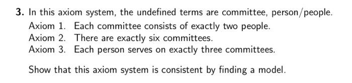 Solved 3. In this axiom system, the undefined terms are | Chegg.com