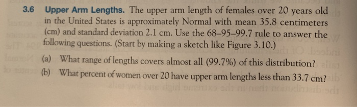 Solved 3.6 Upper Arm Lengths. The upper arm length of | Chegg.com
