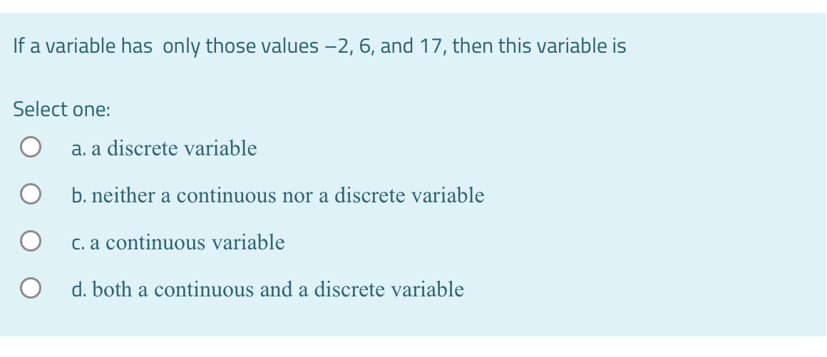 Solved If a variable has only those values -2,6, ﻿and 17 , | Chegg.com