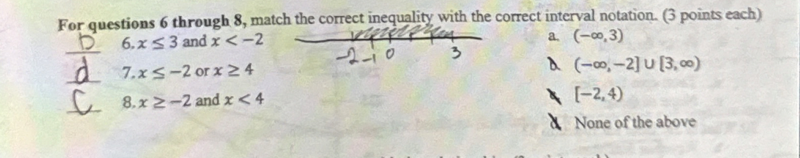 Solved (-For questions 6 ﻿through 8 , ﻿match the correct | Chegg.com