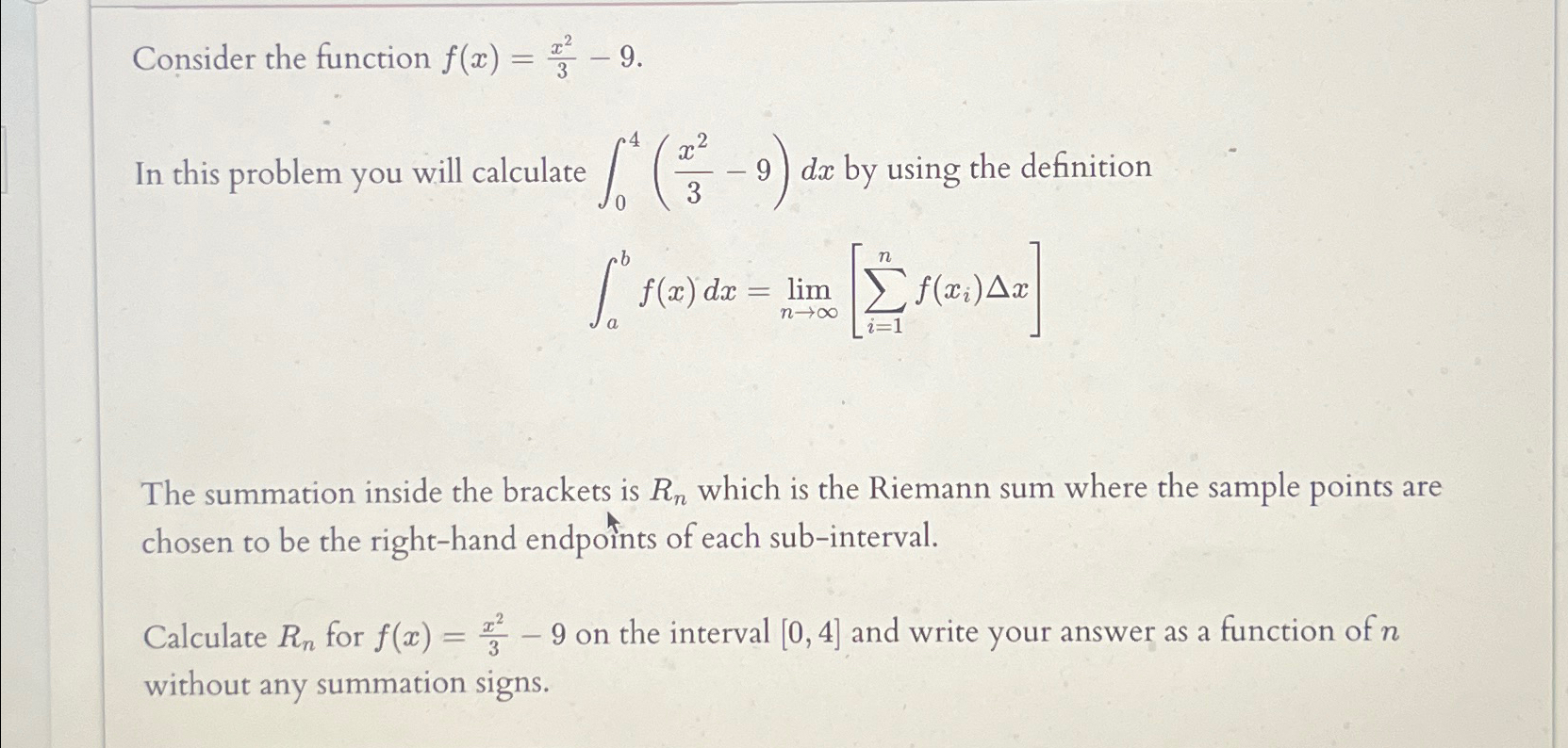 Solved Consider the function f(x)=x23-9.In this problem you | Chegg.com