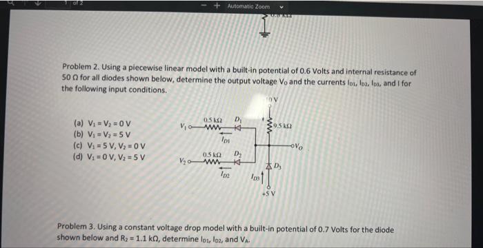 Solved Problem 2. Using a piecewise linear model with a | Chegg.com