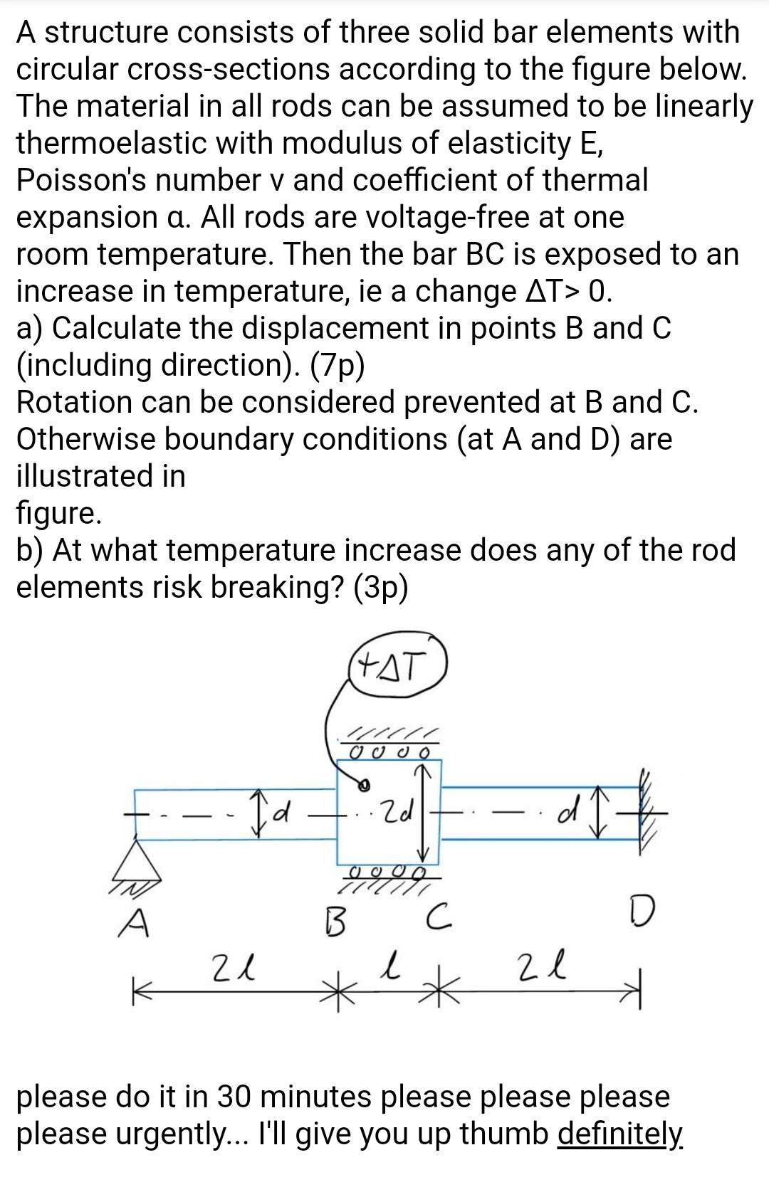 Solved A structure consists of three solid bar elements with | Chegg.com