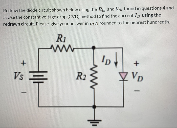 Solved Redraw the diode circuit shown below using the Rth | Chegg.com