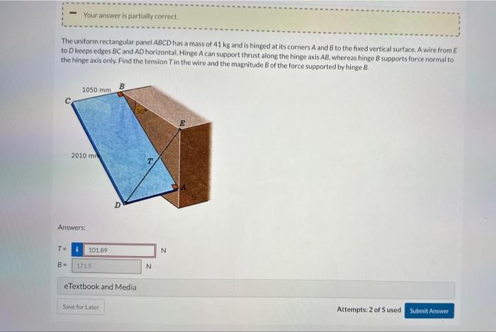 Solved The uniform rectangular panel ABCD has a mass of 41 | Chegg.com