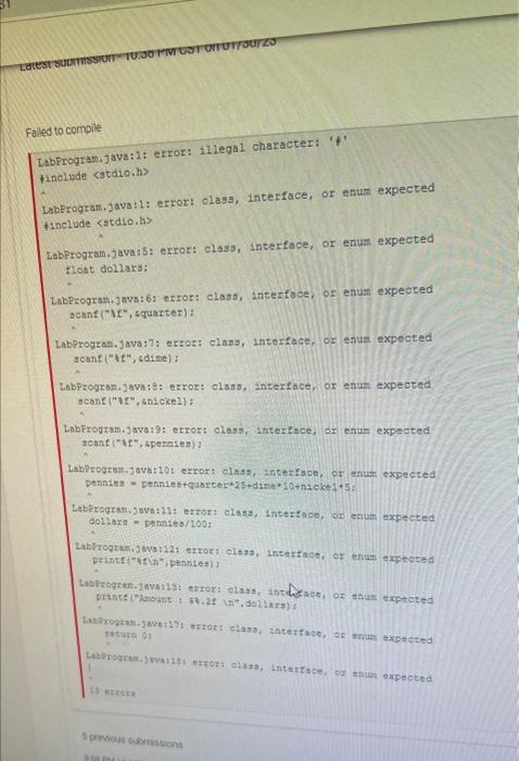 Solved Labprogram Java1 Error Illegal Character