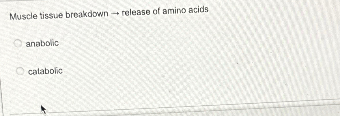 Solved Muscle tissue breakdown → ﻿release of amino | Chegg.com