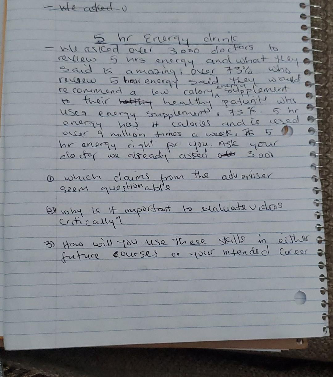 Solved 5 hr Energy crinic - Wu asicod ofer 3000 doctors to | Chegg.com