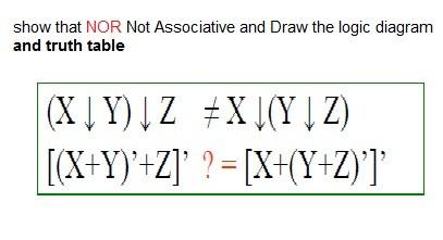 [Solved]: show that NOR Not Associative and Draw the lo