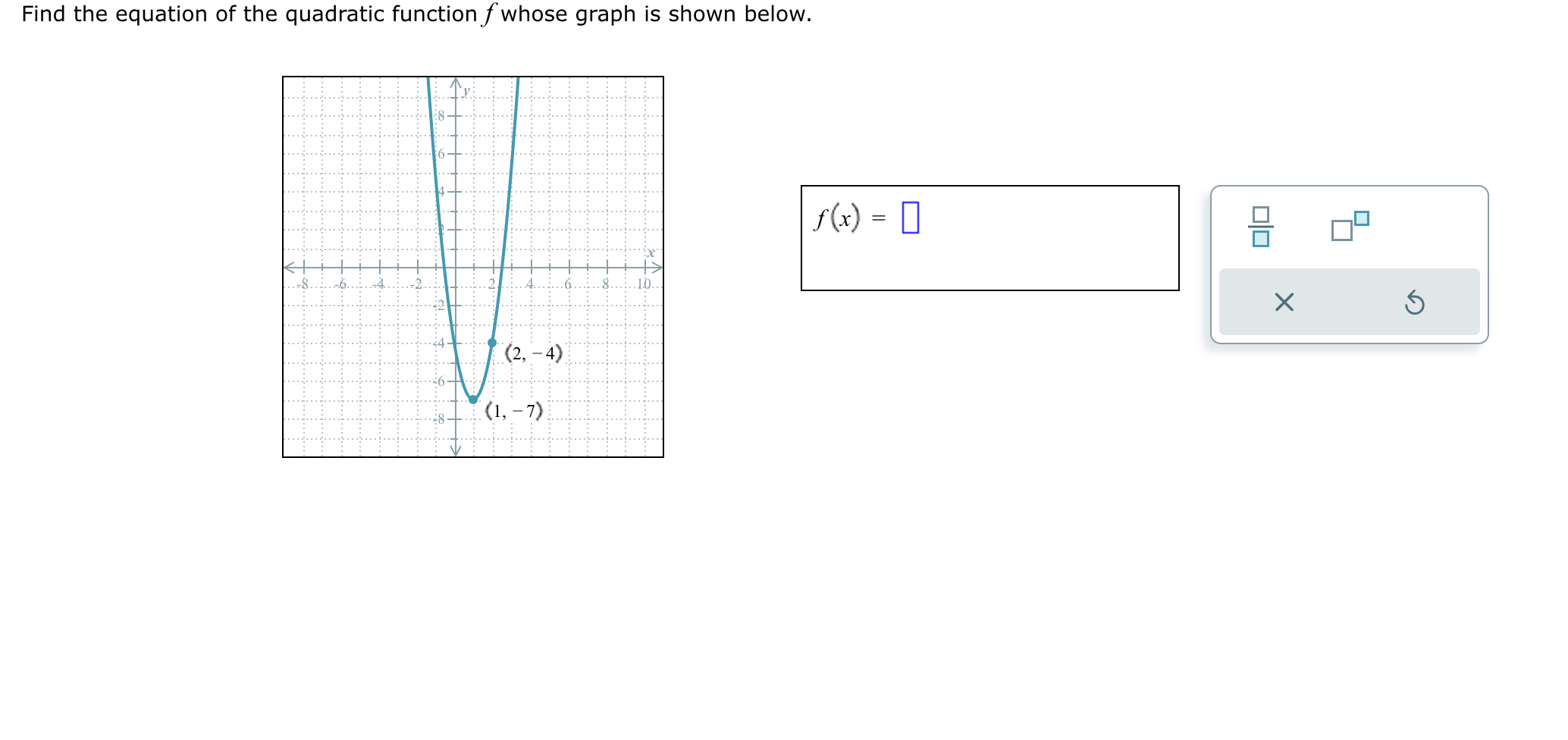 Solved Find the equation of the quadratic function f ﻿whose | Chegg.com