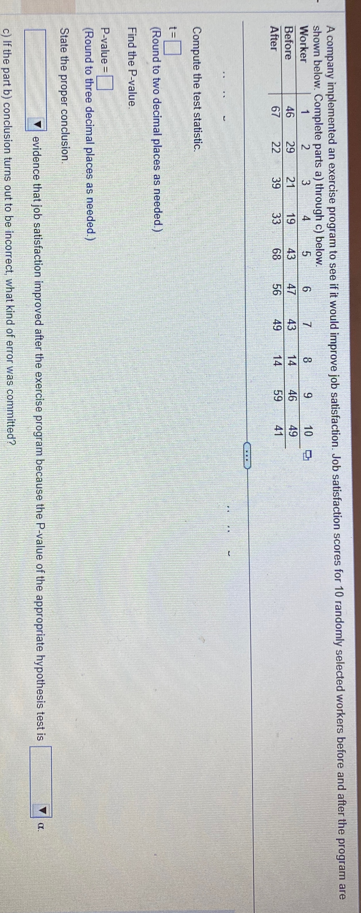 Solved what is the test statistic and p value? | Chegg.com