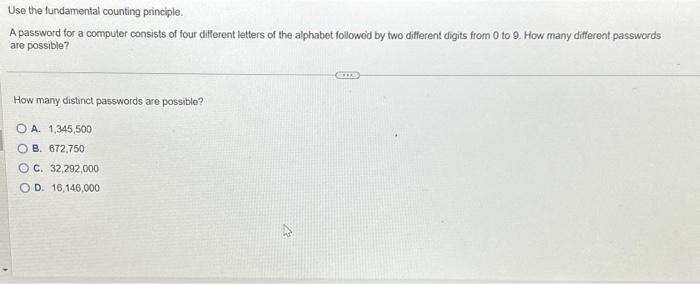 Solved Use the fundamental counting painciple. A password | Chegg.com