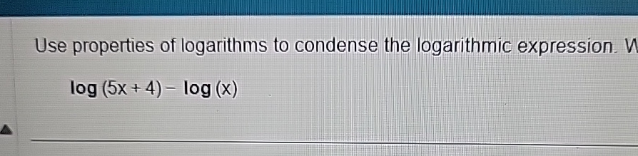 Solved Use properties of logarithms to condense the | Chegg.com