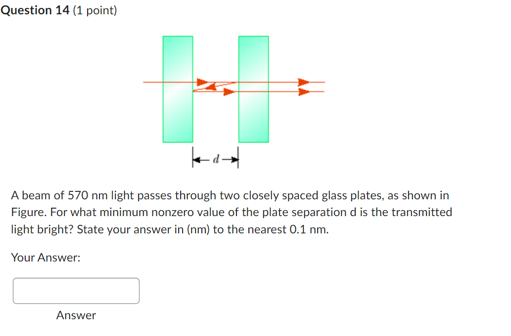 Solved Question 14 (1 ﻿point)A beam of 570nm ﻿light passes | Chegg.com
