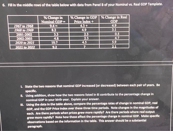 Solved 5. Fill in the middle rows of the table below with | Chegg.com