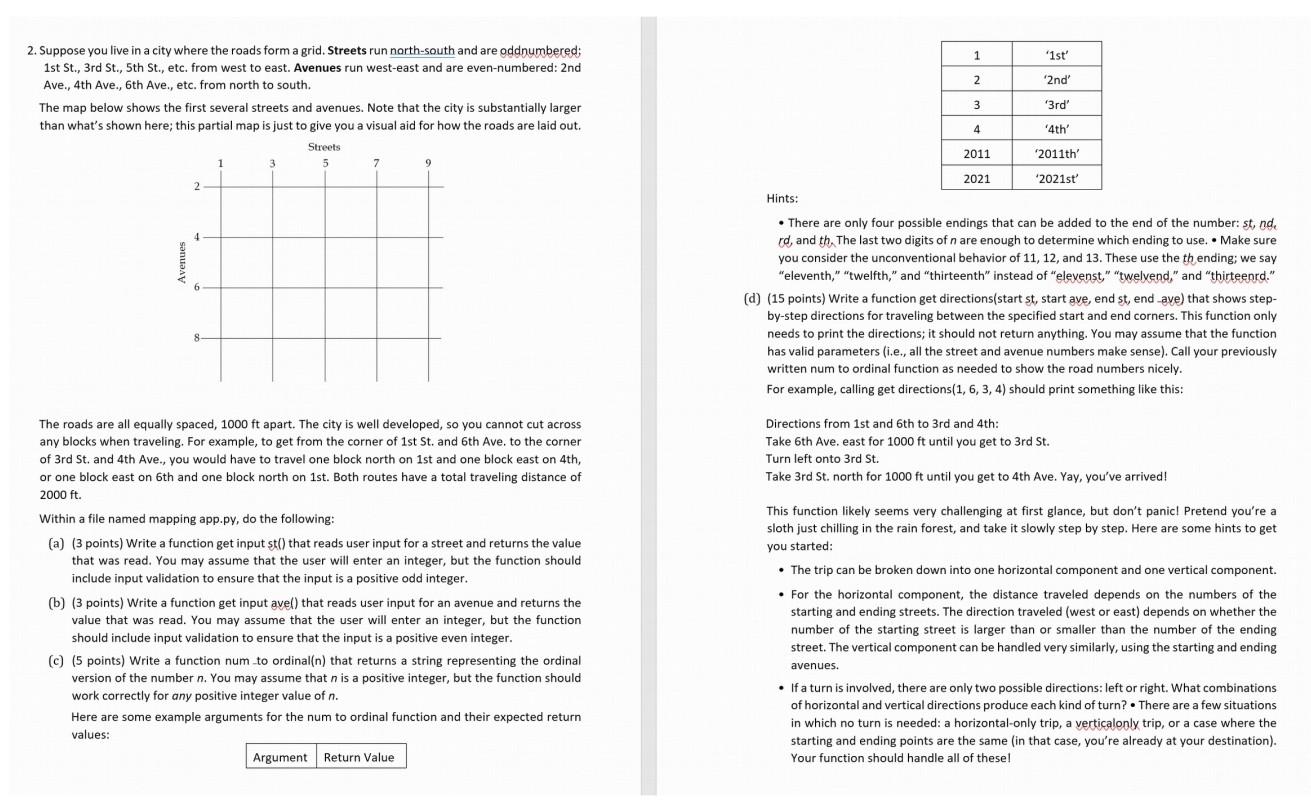 Solved 1 '1st' 2 2nd' 2. Suppose you live in a city where | Chegg.com