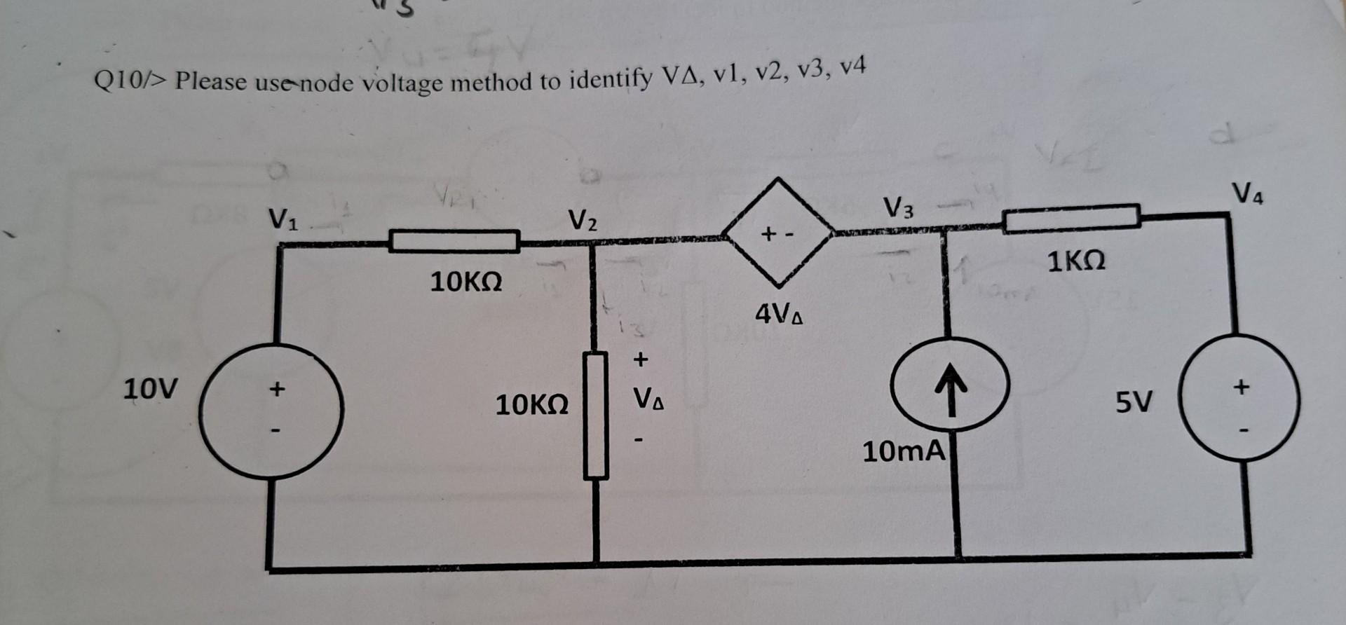 Solved Q10 Please Usenode Voltage Method To Identify V