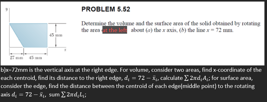 Solved PROBLEM 5.52Determine the volume and the surface area | Chegg.com