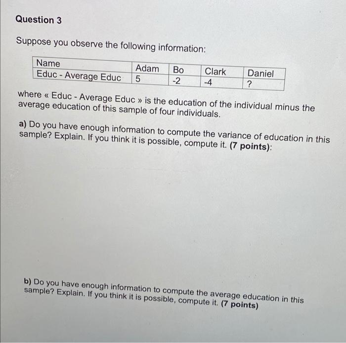 Solved Suppose you observe the following information: where | Chegg.com