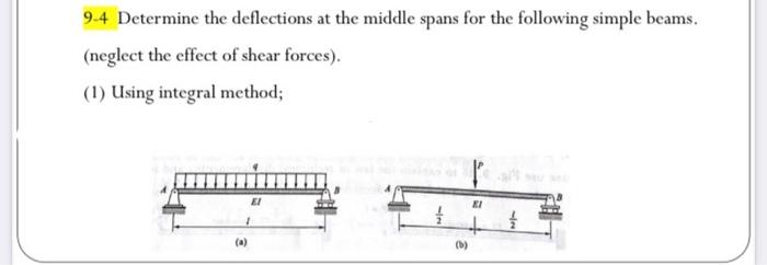 Solved 9-4 Determine the deflections at the middle spans for | Chegg.com