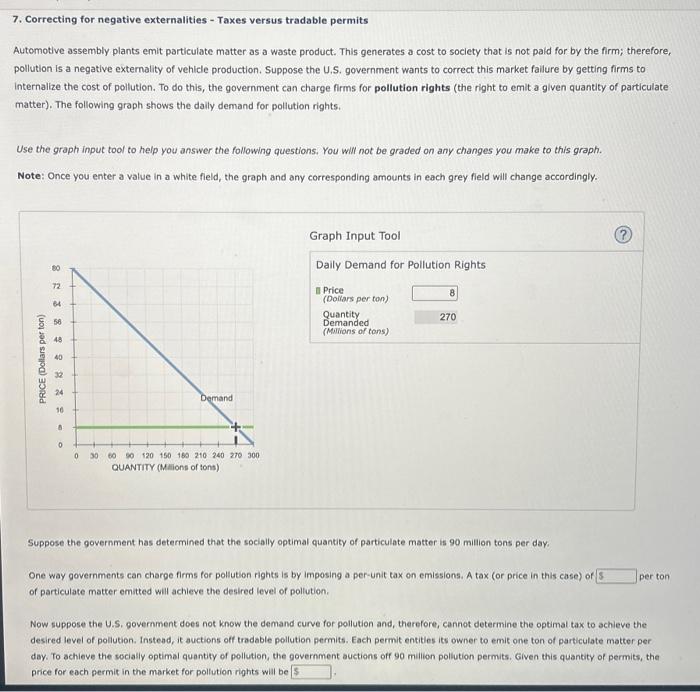 Solved 7. Correcting for negative externalities - Taxes | Chegg.com