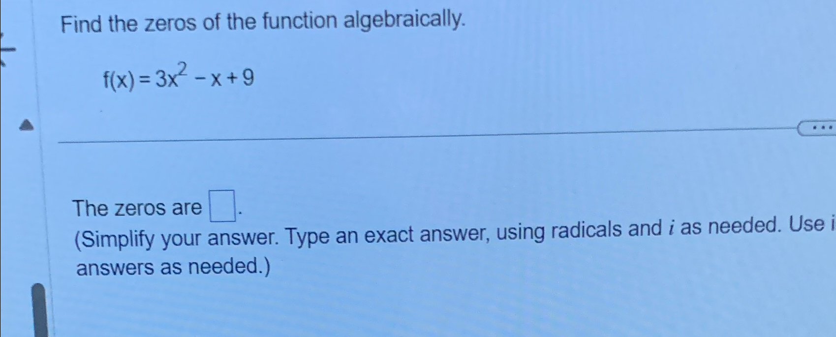 Solved Find the zeros of the function | Chegg.com