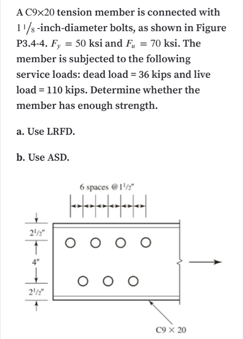 Solved A C9X20 tension member is connected with | Chegg.com