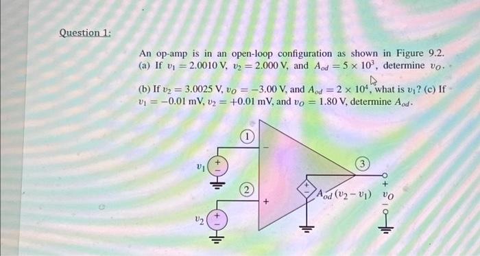 Solved Question 1: An op-amp is in an open-loop | Chegg.com