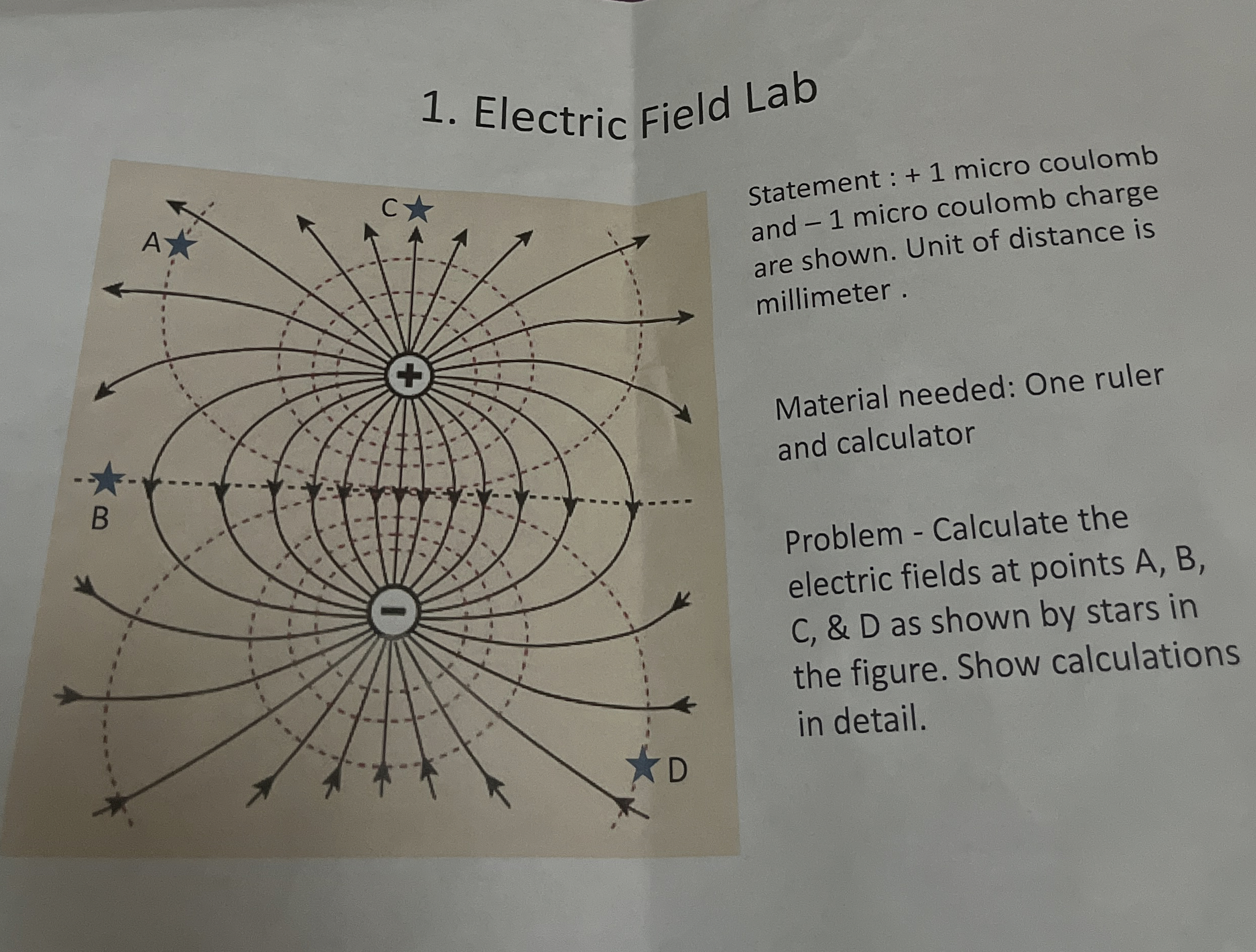 Solved Electric Field Labstatement : + 1 ﻿micro coulomb and | Chegg.com