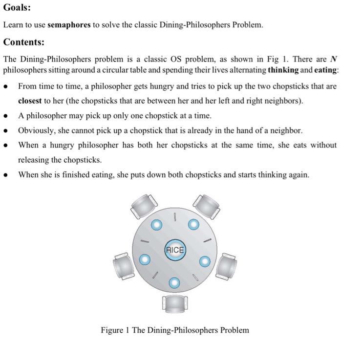 Solved Goals: Learn to use semaphores to solve the classic | Chegg.com