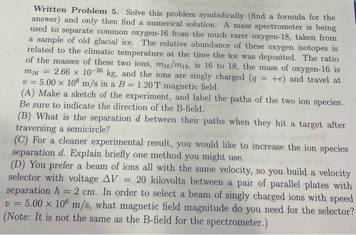 Solved Written Problem 5. Solve this problem symbolically | Chegg.com