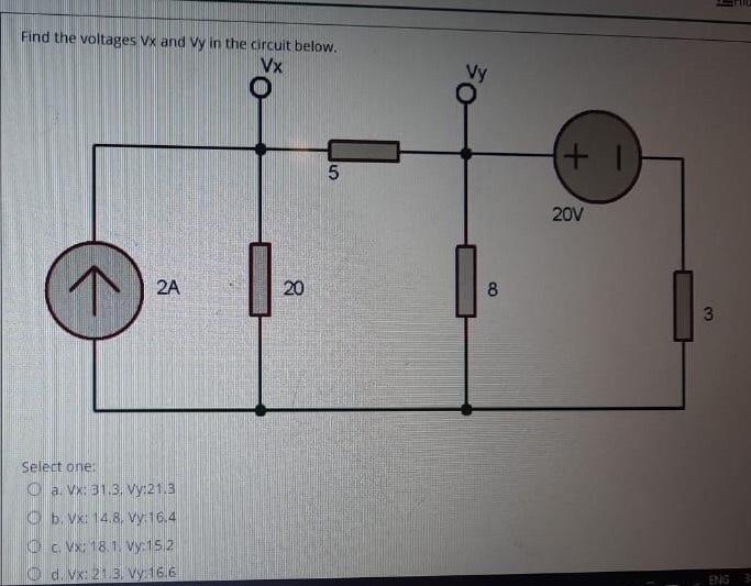 Solved L Find the voltages vx and Vy in the circuit below. | Chegg.com