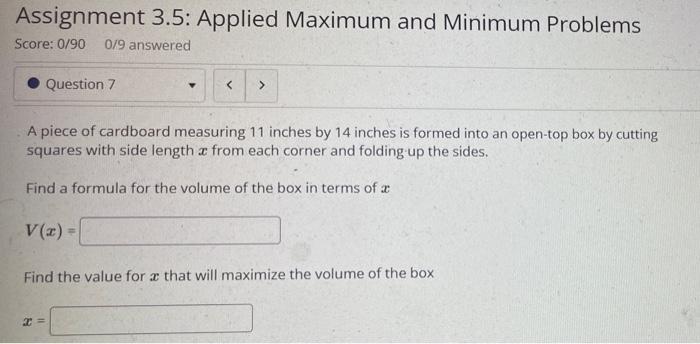 Solved Assignment 3.5: Applied Maximum and Minimum Problems | Chegg.com