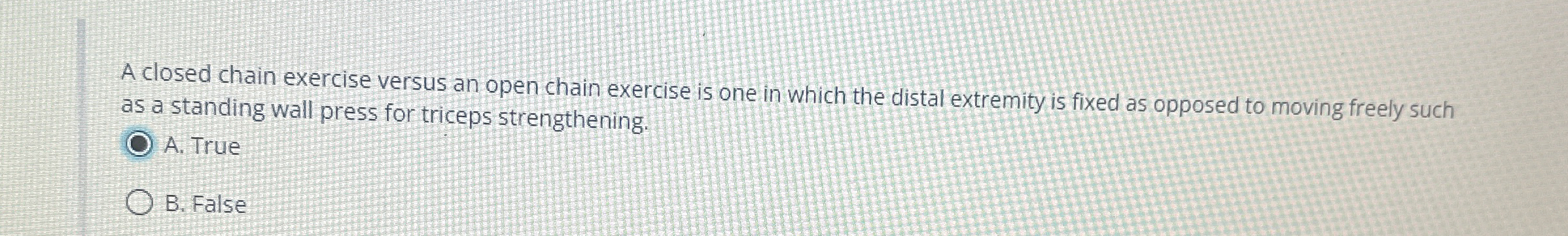 Solved A closed chain exercise versus an open chain exercise | Chegg.com