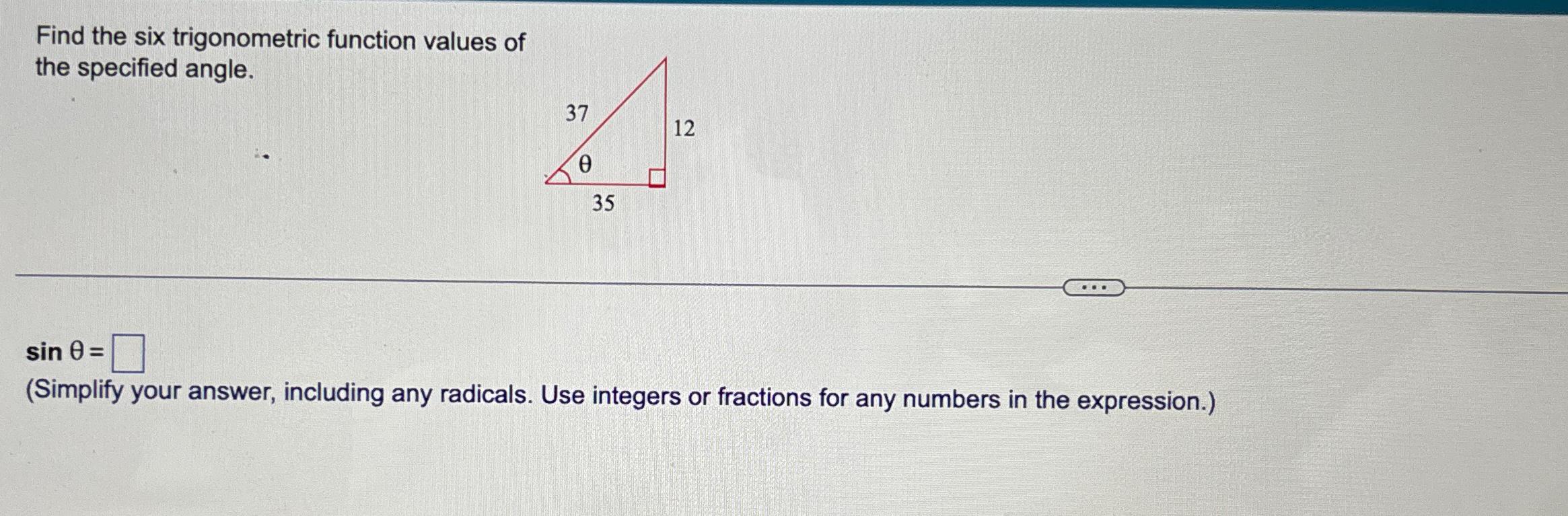 Solved Find the six trigonometric function values of the | Chegg.com