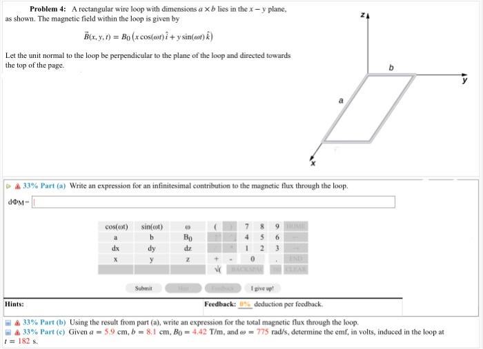 Problem 4: A rectangular wire loop with dimensions | Chegg.com