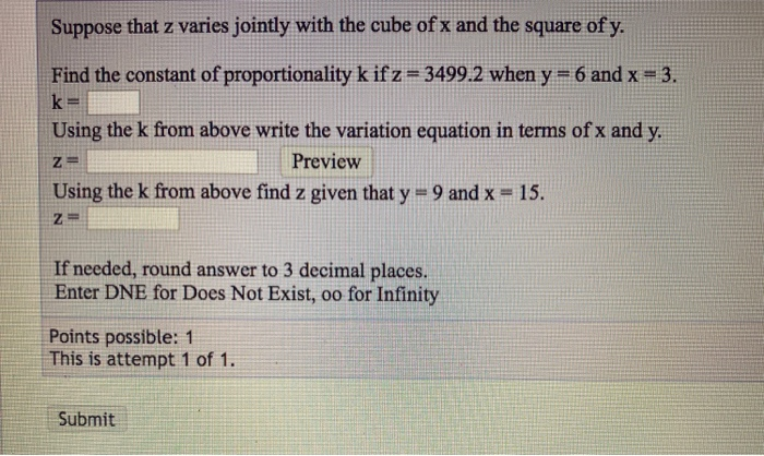 Solved Suppose that z varies jointly with the cube of x and | Chegg.com Solved Suppose that z varies jointly with the cube of x and | Chegg.com