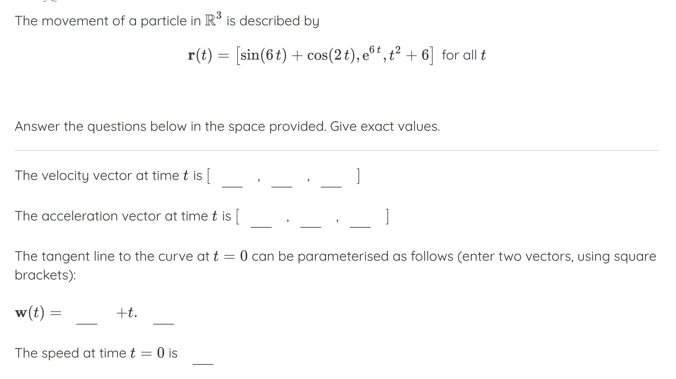 The movement of a particle in R3 ﻿is described | Chegg.com