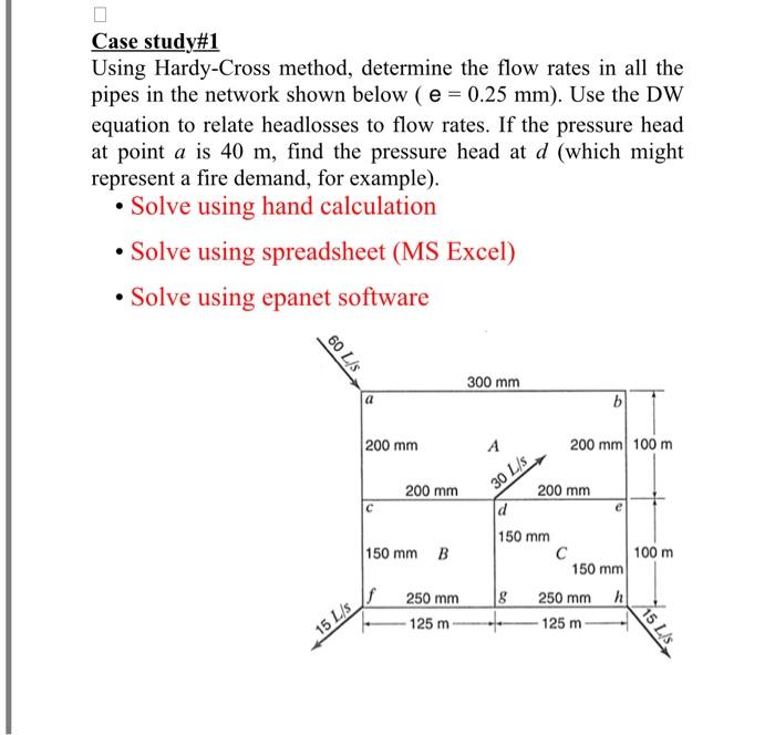 Solved Case study#1 Using Hardy-Cross method, determine the | Chegg.com