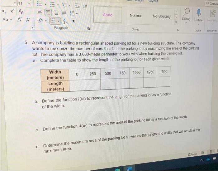 Solved 5. A company is building a rectangular shaped parking | Chegg.com