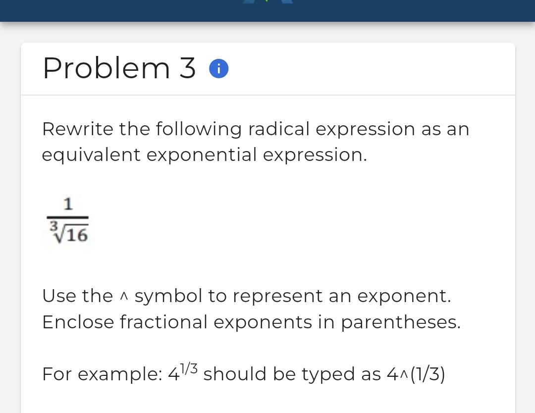 Solved Rewrite the following radical expression as an | Chegg.com