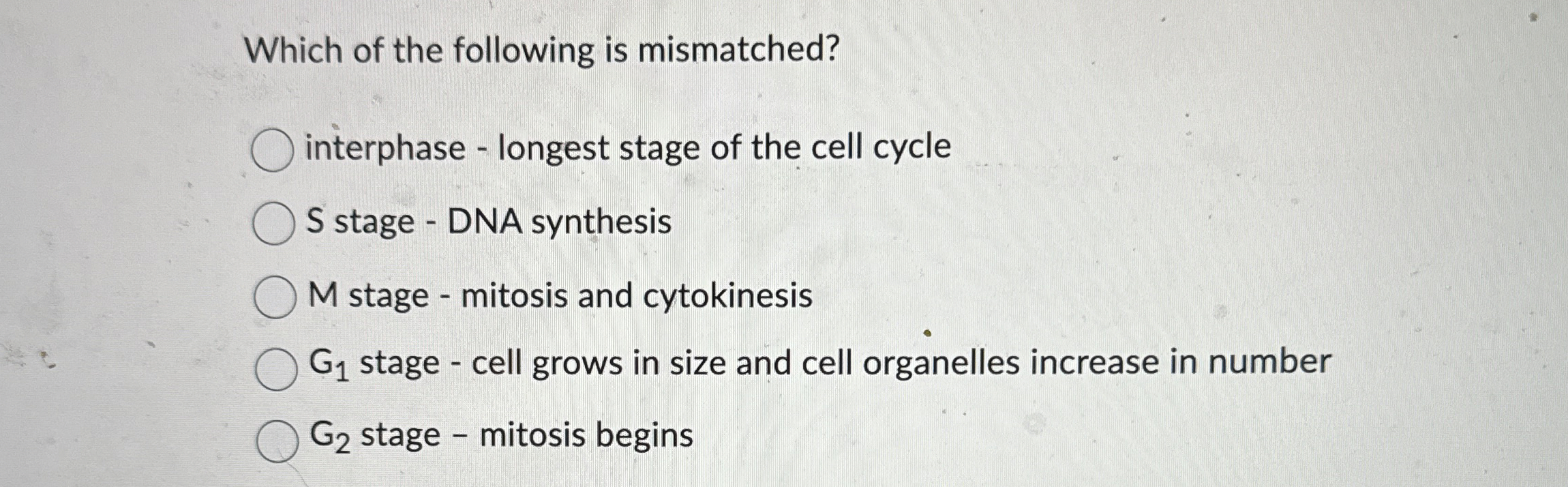 Solved Which of the following is mismatched?interphase - | Chegg.com