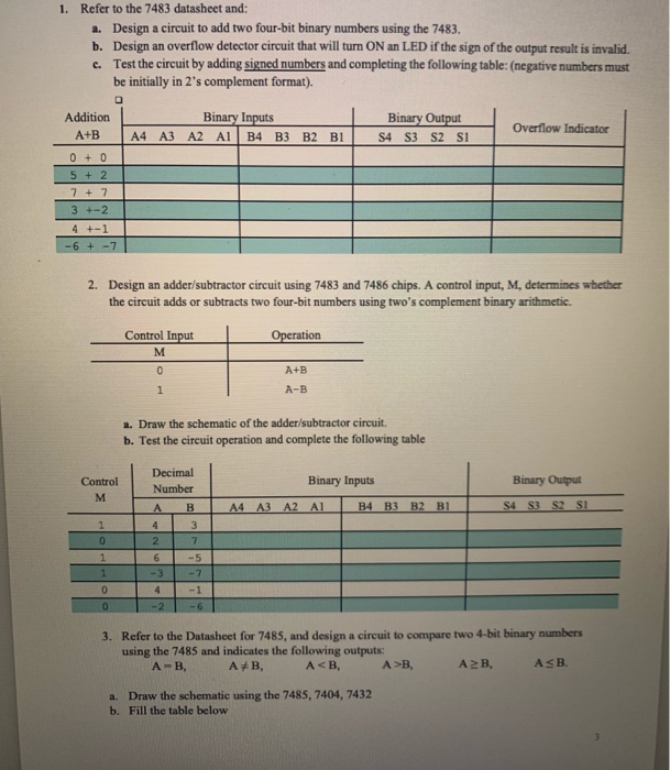 1. Refer to the 7483 datasheet and a. Design a | Chegg.com