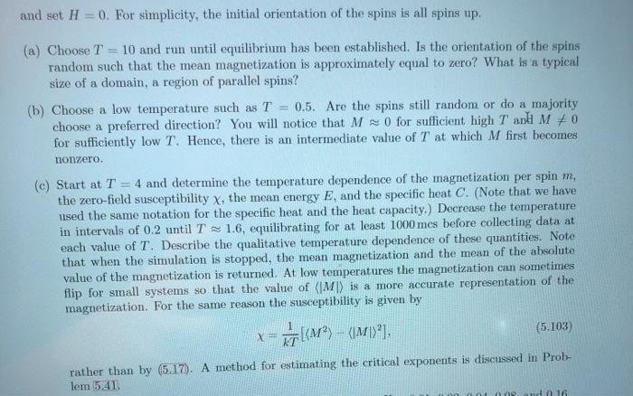 Problem 5.13. Simulation of the two-dimensional Ising | Chegg.com