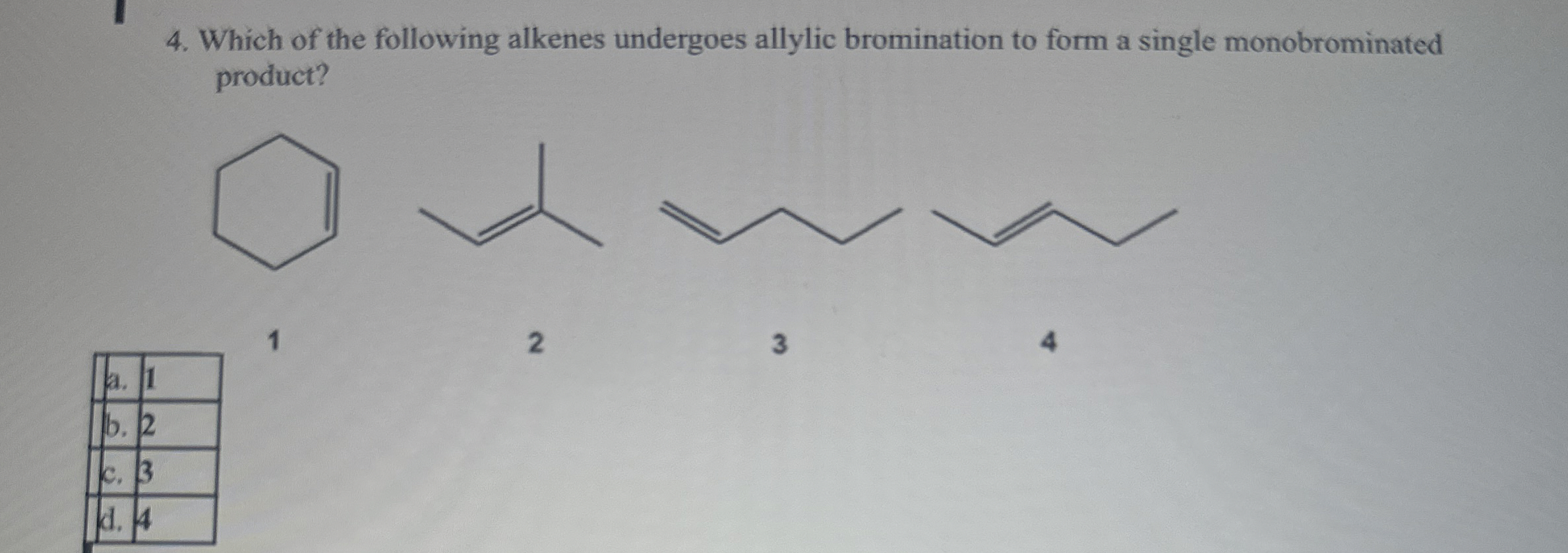 Solved Which of the following alkenes undergoes allylic | Chegg.com
