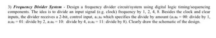 Solved 3) Frequency Divider System - Design a frequency | Chegg.com