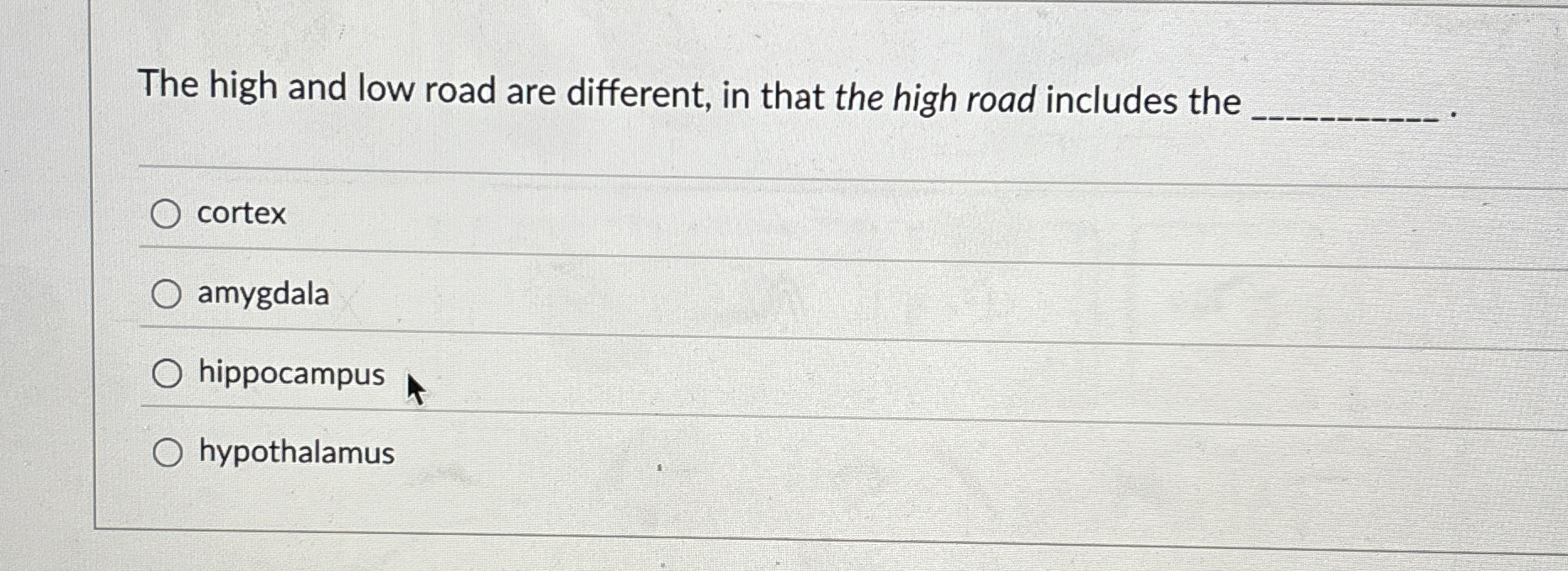 Solved The high and low road are different, in that the high | Chegg.com