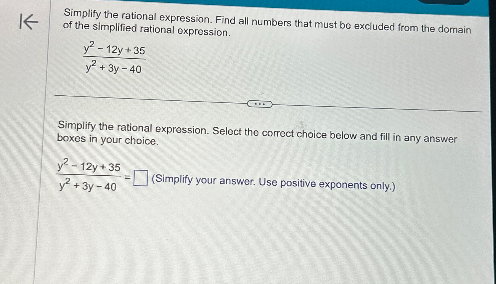 Solved Simplify the rational expression. Find all numbers | Chegg.com Solved Simplify the rational expression. Find all numbers | Chegg.com