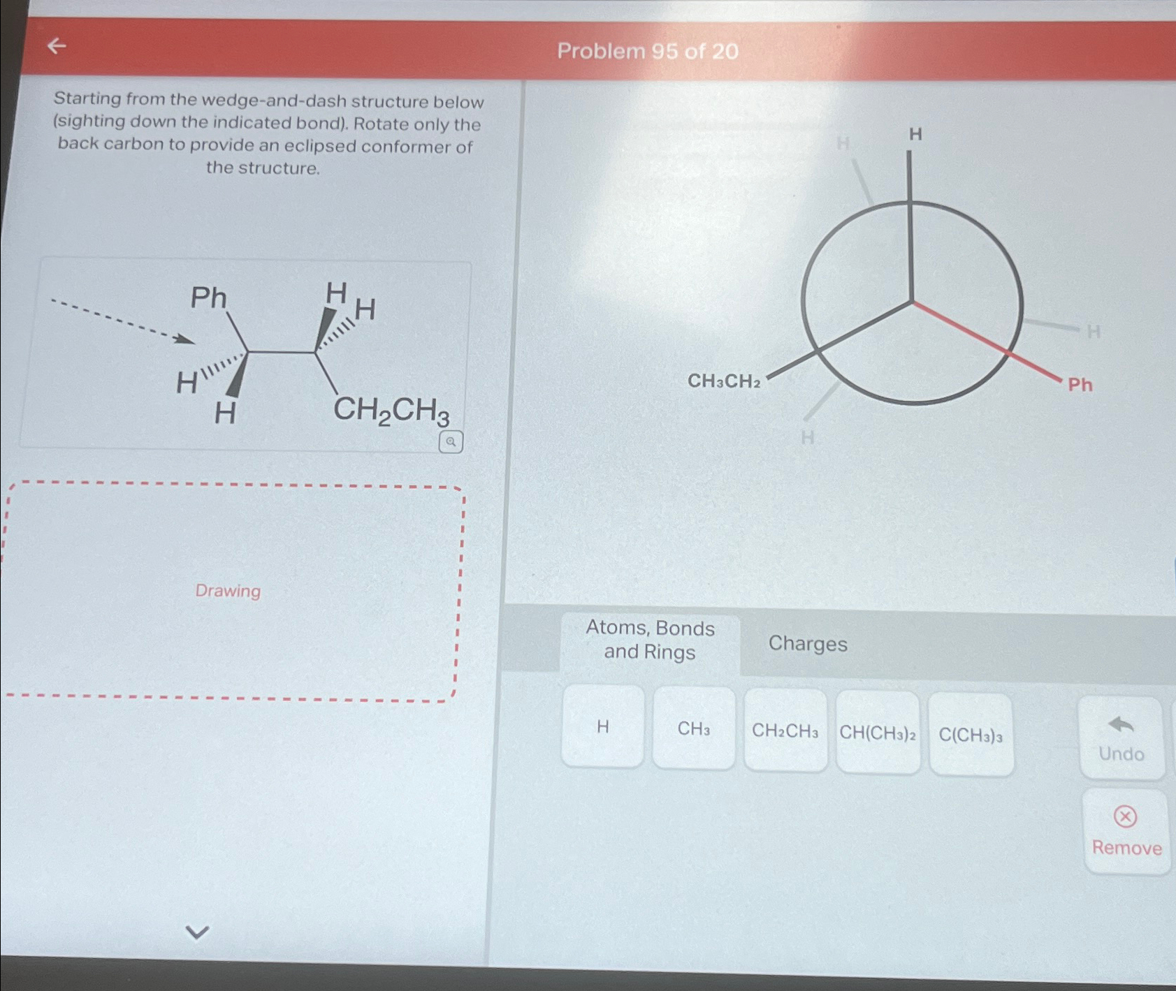 Solved Problem 95 ﻿of 20Starting from the wedge-and-dash | Chegg.com