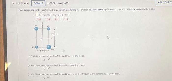 Solved 9. Four objects are held in position at the corners | Chegg.com